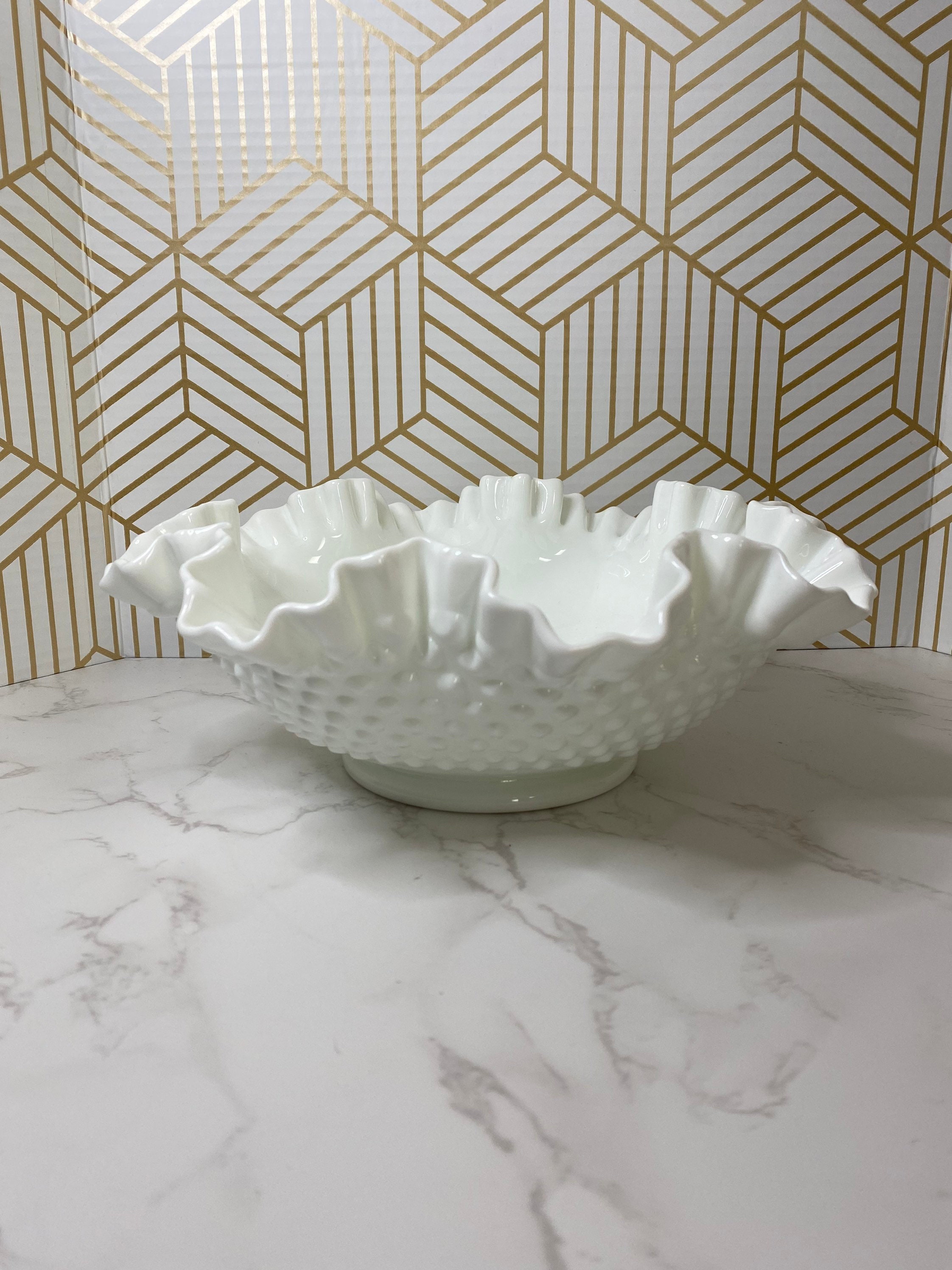 Fenton White Hobnail Bowl - Etsy