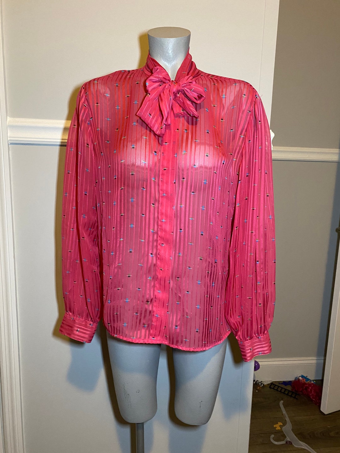 Bright Pink Sheer Blouse - Etsy