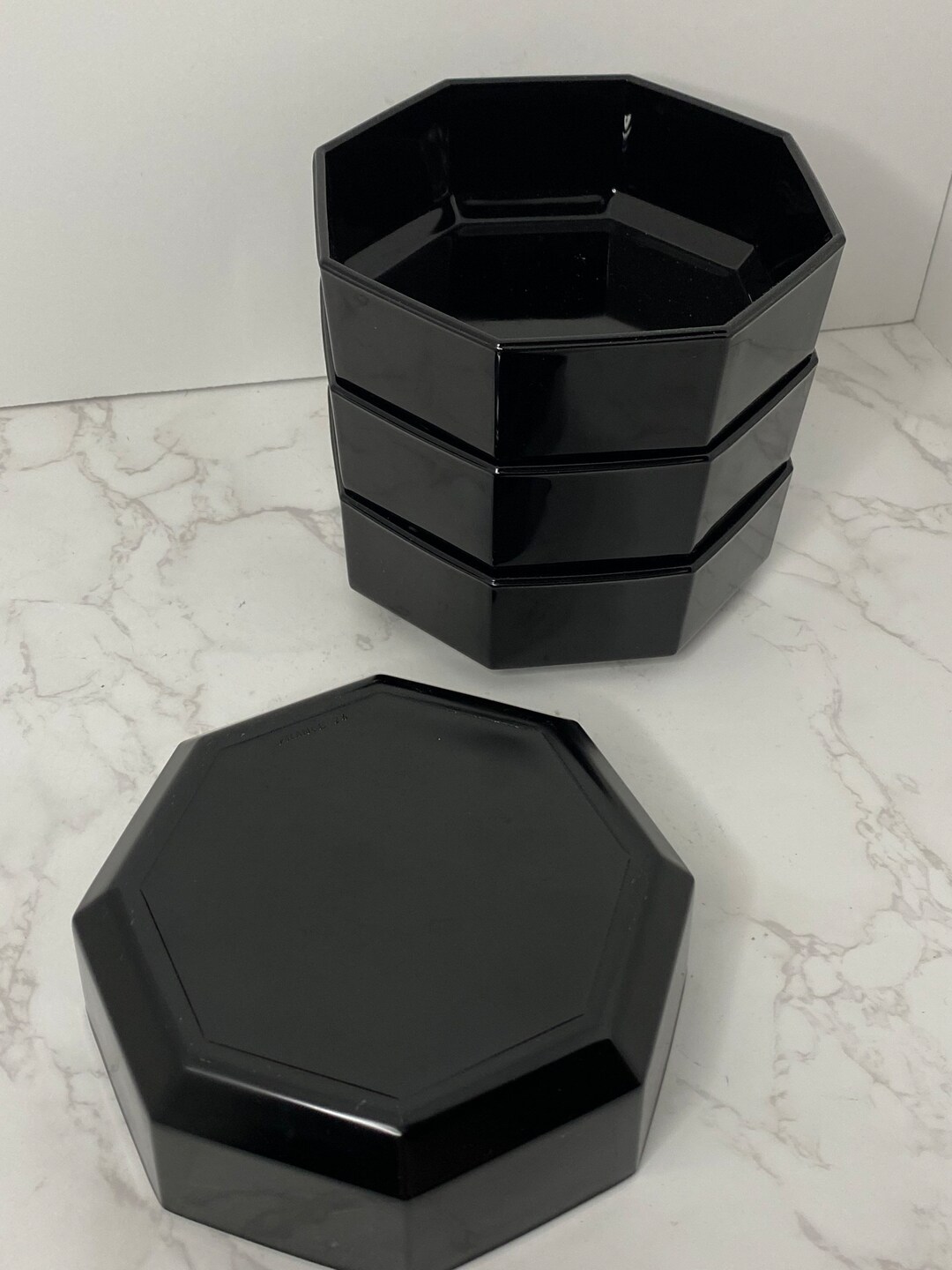 Set of 4 Black Octagonal Bowls - Etsy