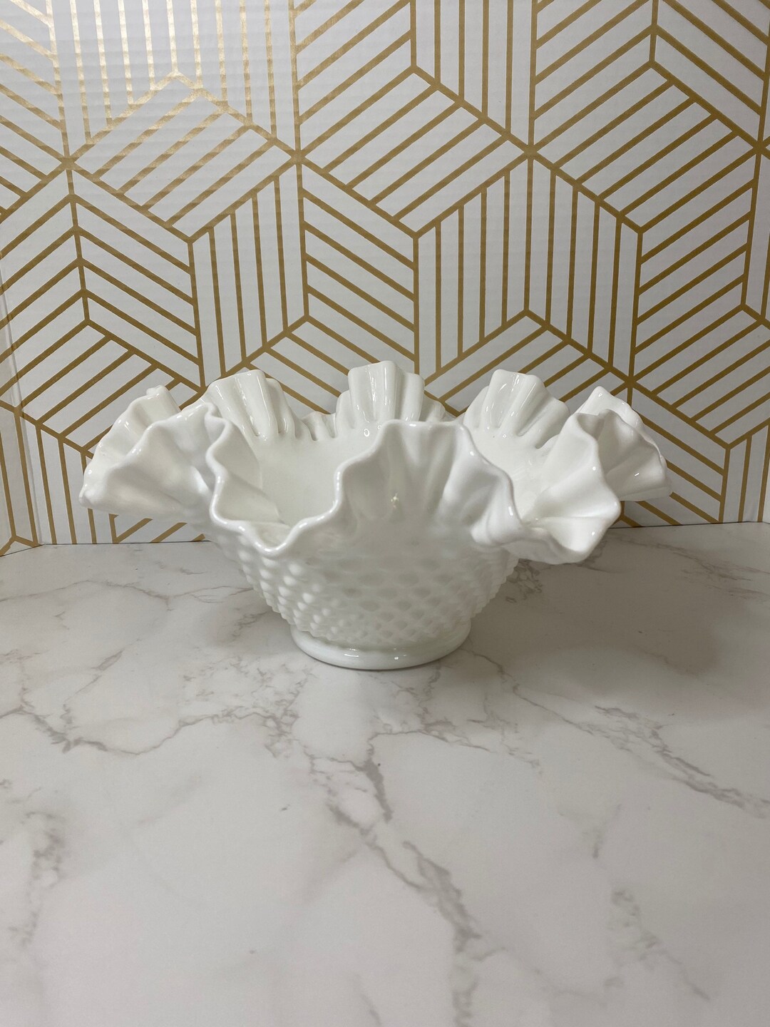 Fenton White Hobnail Bowl - Etsy