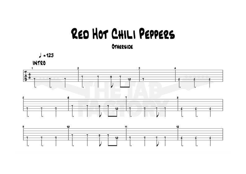 Red Hot Chili Peppers Otherside guitar Tab / Score, Californication, California Rock, Rock ...