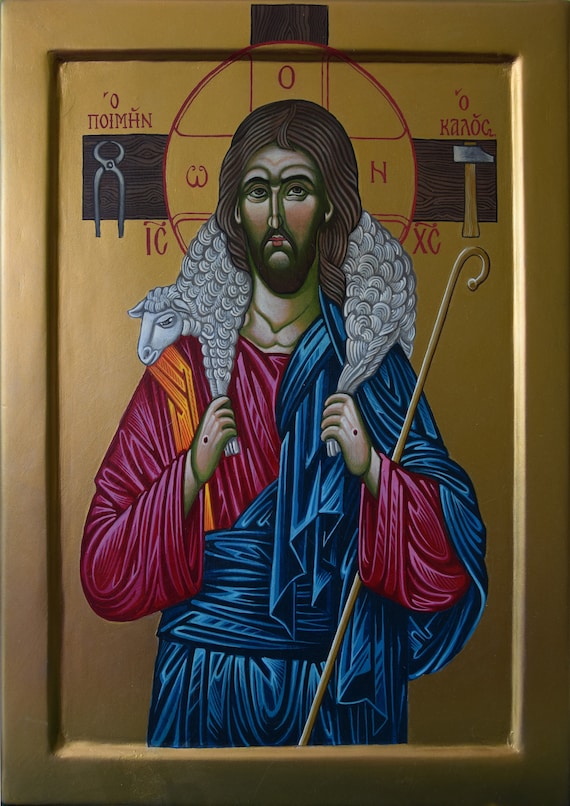Icon of Jesus Christ the Good Shepherd / Ikona Jezusa - Etsy