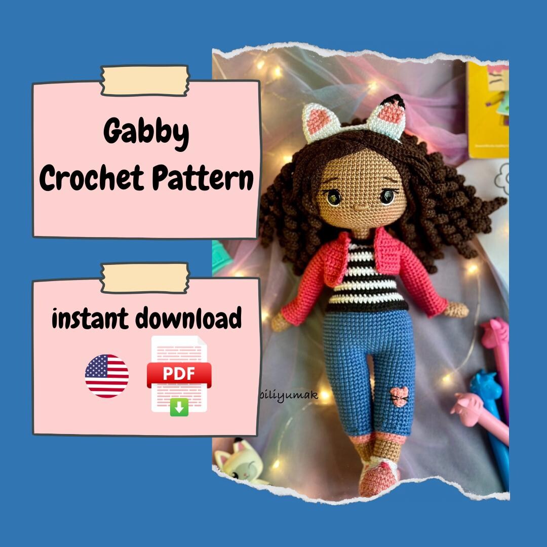 Gabby Doll Amigurumi Pattern,adorables,curly Hair Girl, Handmade Toy ...