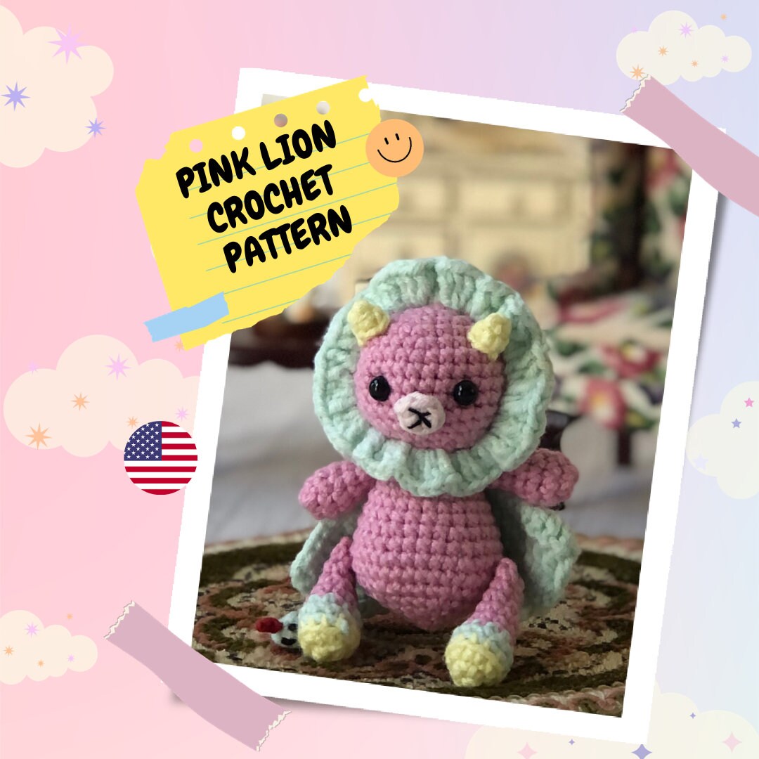 Pink Lion Crochet Pattern Adorable Animal Amigurumi Pattern - Etsy