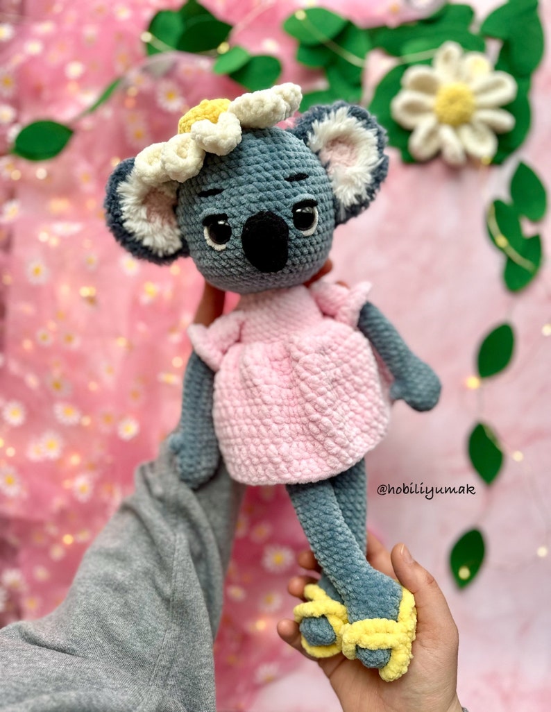 Pinky the Koala Amigurumi Crochet Pattern, Animal Snuggler, Lovey ...
