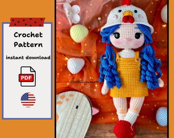Aiko Kawaii Doll Amigurumi Crochet Pattern: Purple Hair Girl (english ...