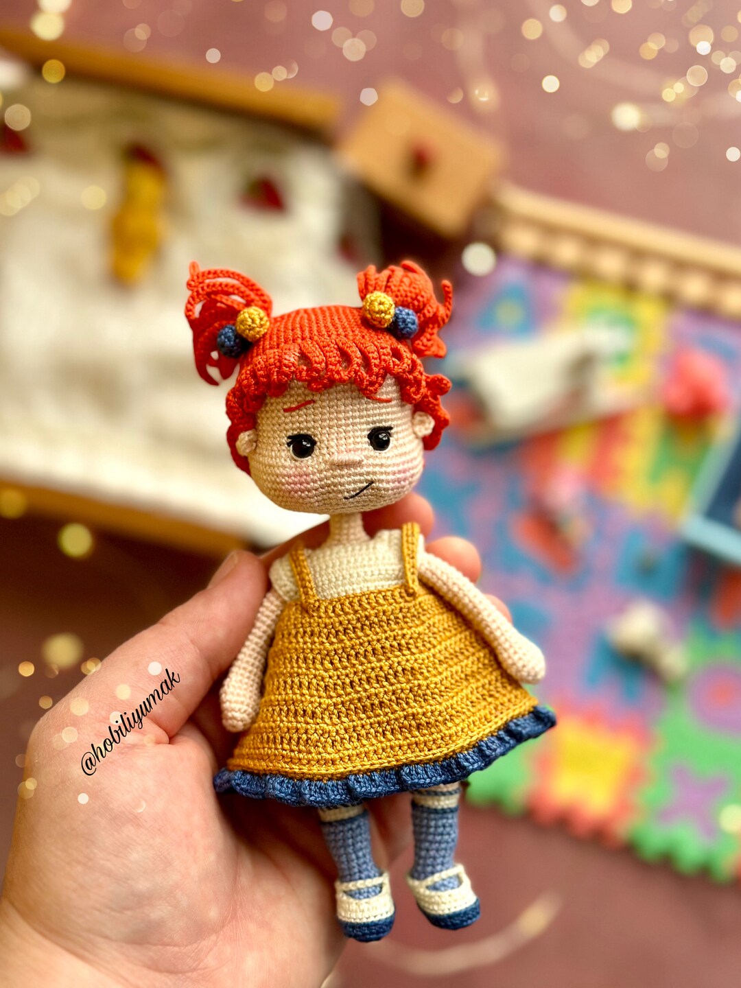 Miniature Amigurumi Little Girl, Crochet Doll, Ginger Girl, Crochet ...