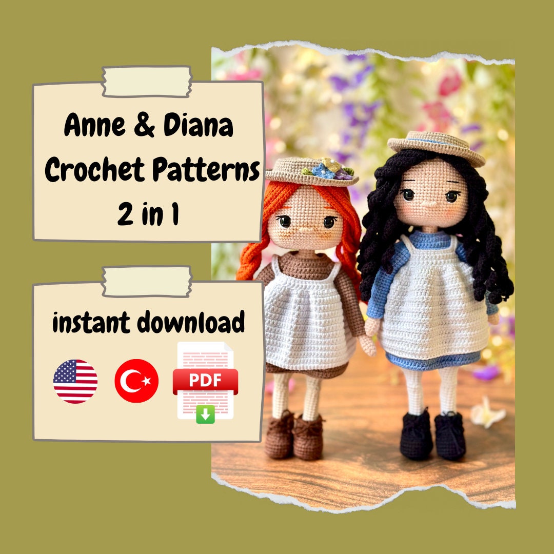 Anne and Diana Amigurumi Crochet Pattern,vintage Girls, Movie Character ...