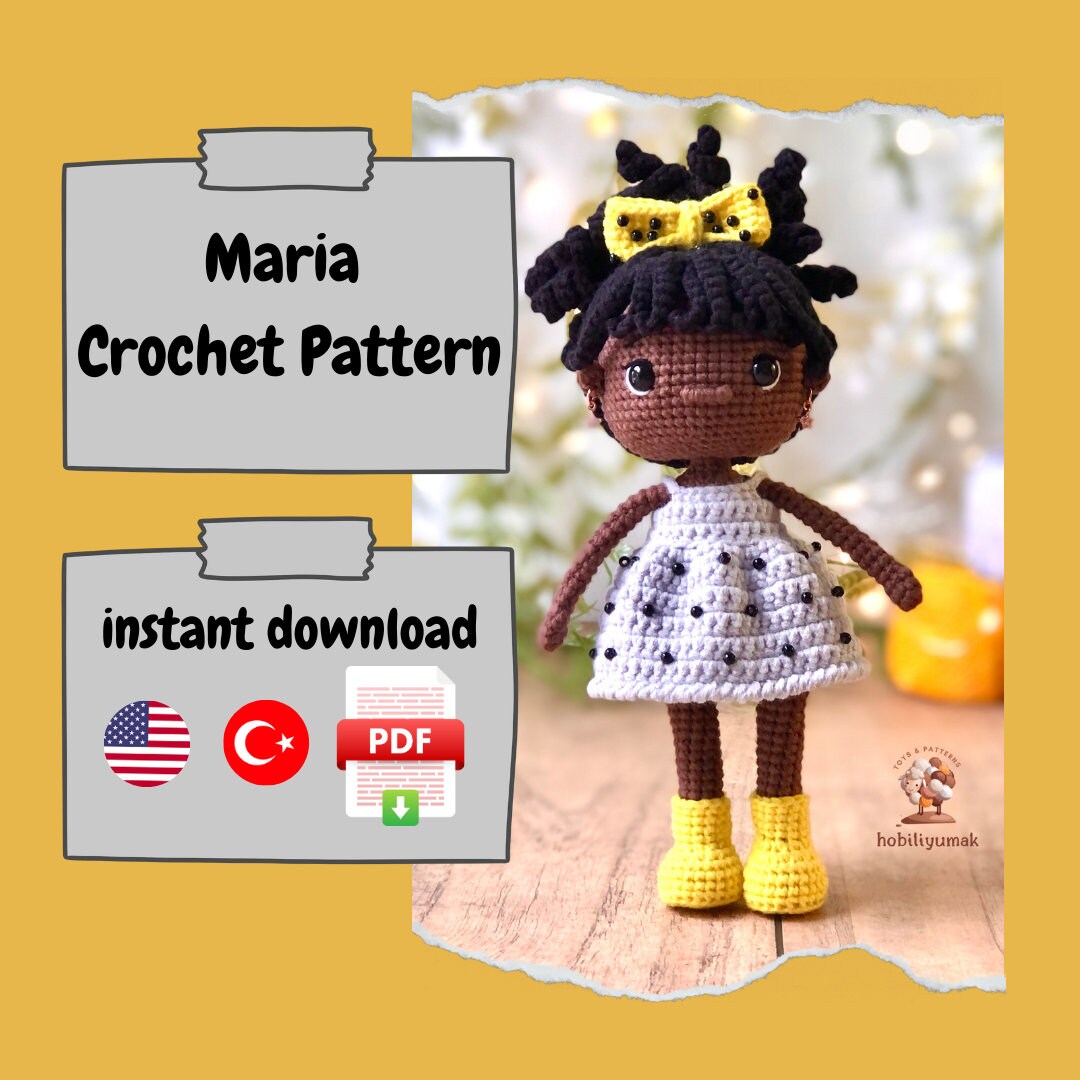Maria Crochet Pattern, Mini Girl Amigurumi Pattern, English, Turkish - Etsy