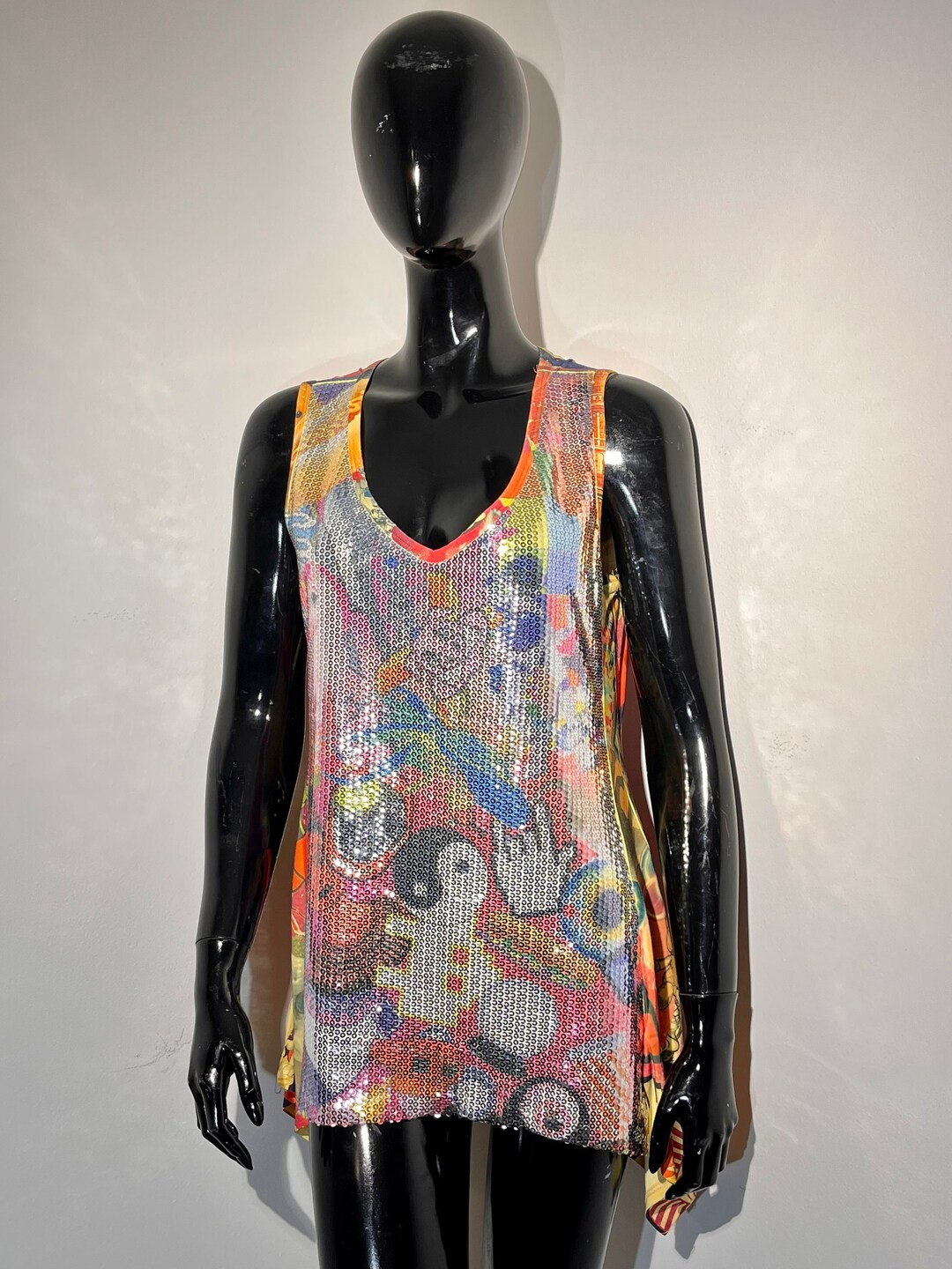 One of a Kind Flashy Sequins Artist Print Tank Top - Etsy