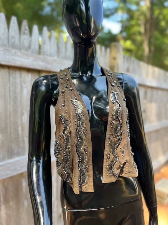 Soft leather studded and sequins Top made in France - Gem