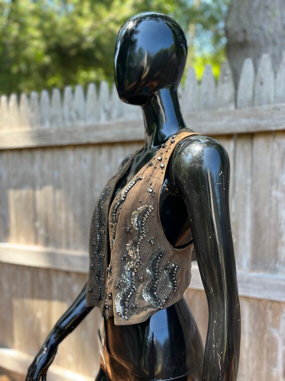 Soft leather studded and sequins Top made in France - Gem