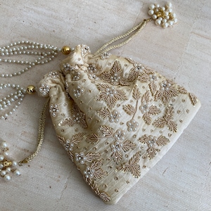 GOLD Pearl Potli•potli Bag•potlis•indian Handbag•gold Bag•handcrafted ...