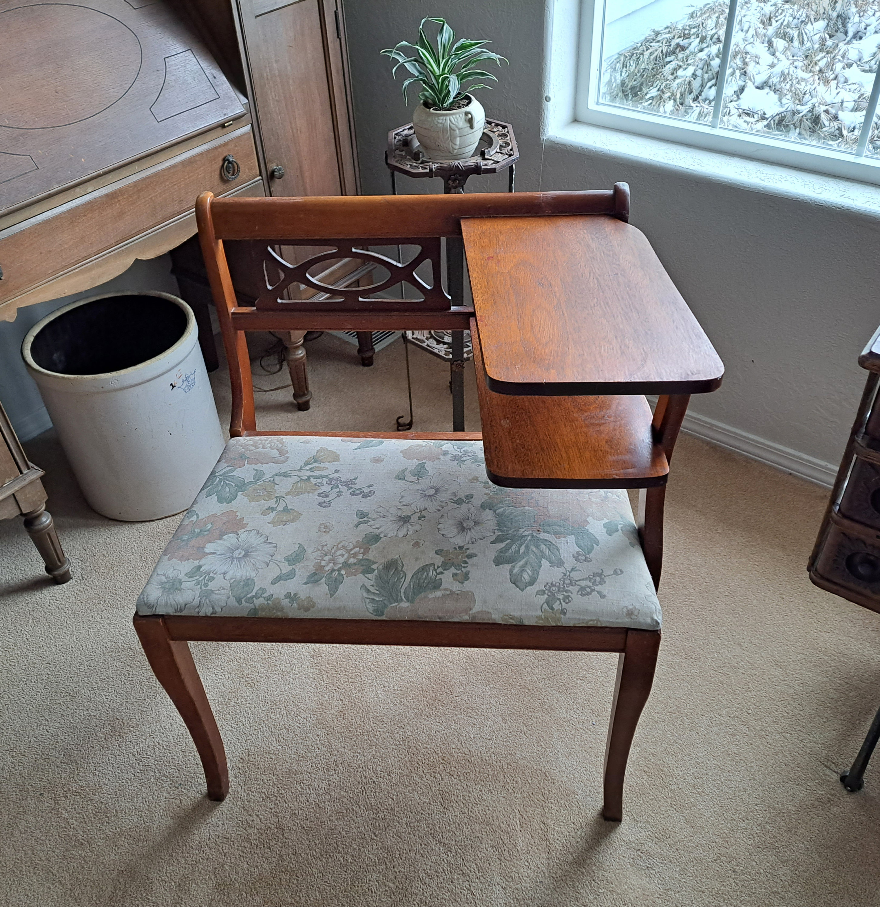VTG Mid Century Gossip Bench 1940s Telephone Chair Mid Century Furniture Vintage Decor