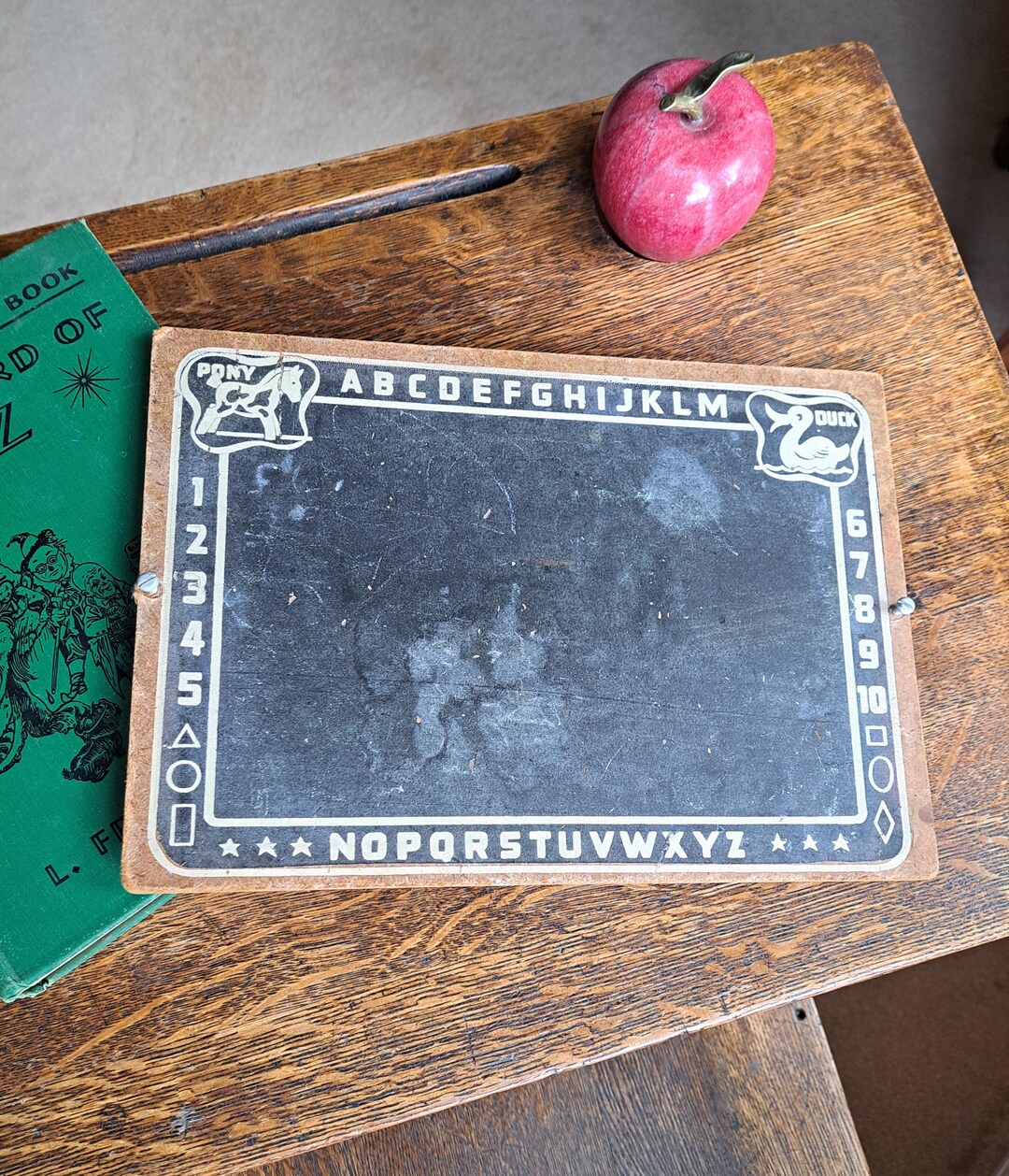 Vintage School Desk Chalkboard: 1930s Alphabet Display, Homeschool ...