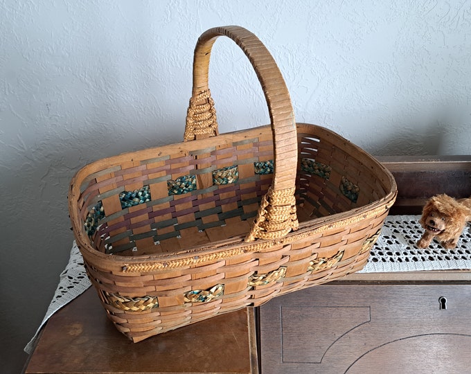 Vintage Splint Weave Single-handle Gathering Basket, Circa 1920s/30s ...