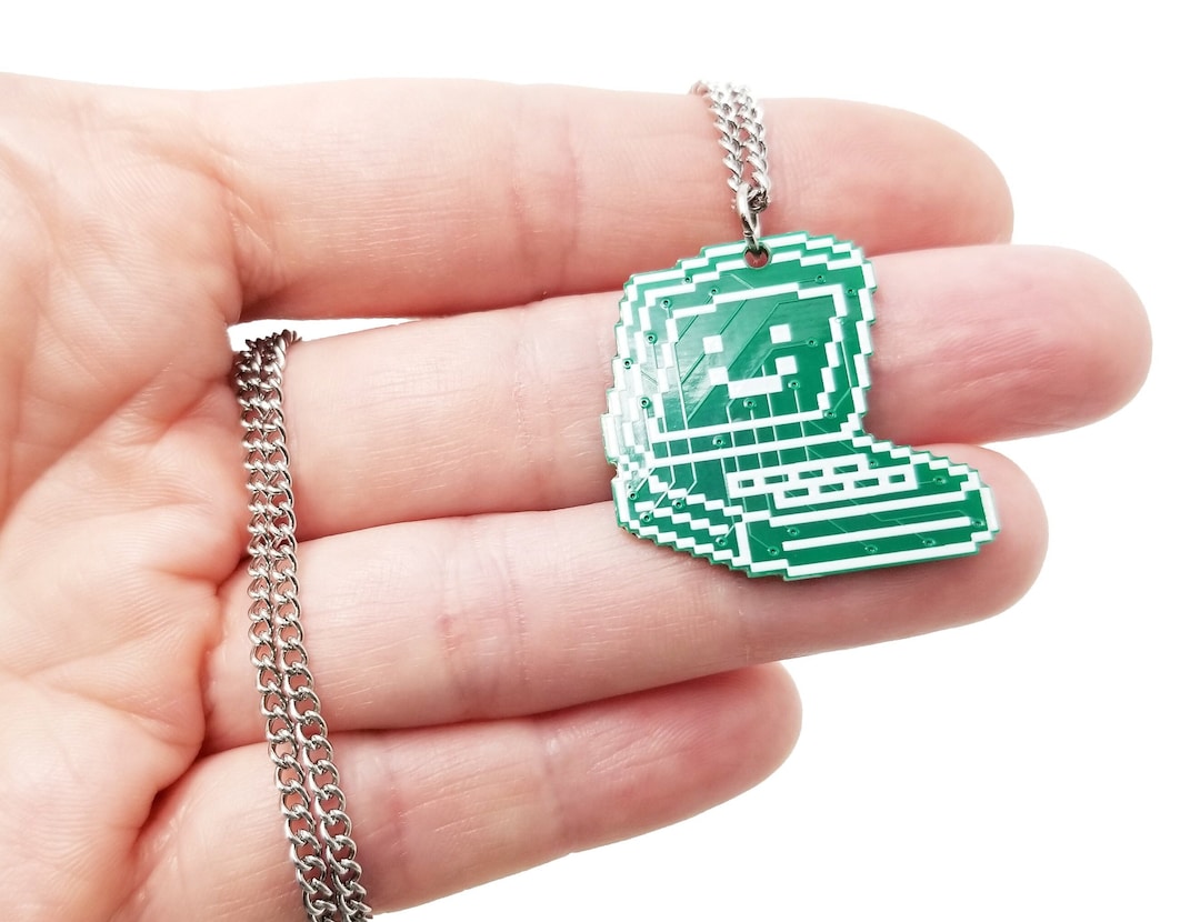 Happy Laptop Circuit Board Necklace, Retro Laptop Necklace Pixel Art ...