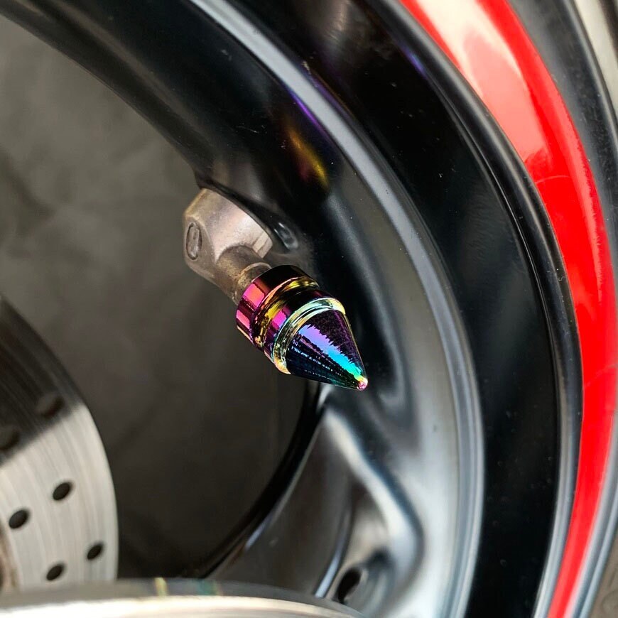 Iridium Spike Pressure Stem Tire Wheel Rim Valve Caps for Motorcycles ...