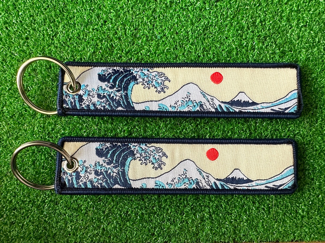 Japanese Great Wave off Kanagawa Embroidered Keychain JDM Key Tag ...