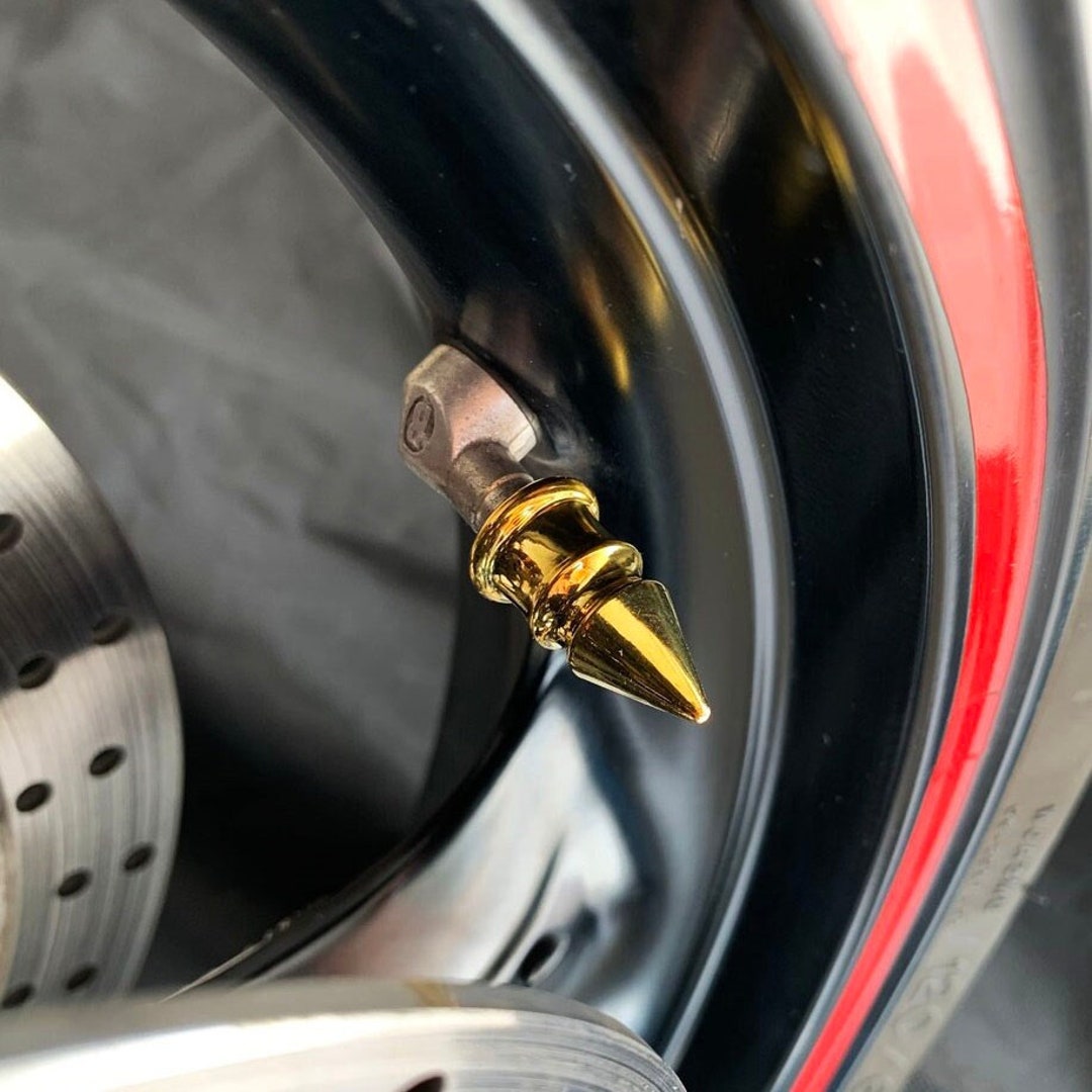 Golden Spike Pressure Stem Tire Wheel Rim Valve Caps for Motorcycles ...
