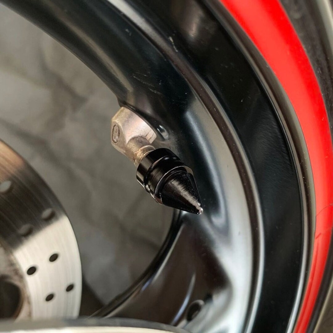 Black Spike Pressure Stem Tire Wheel Rim Valve Caps for Motorcycles ...