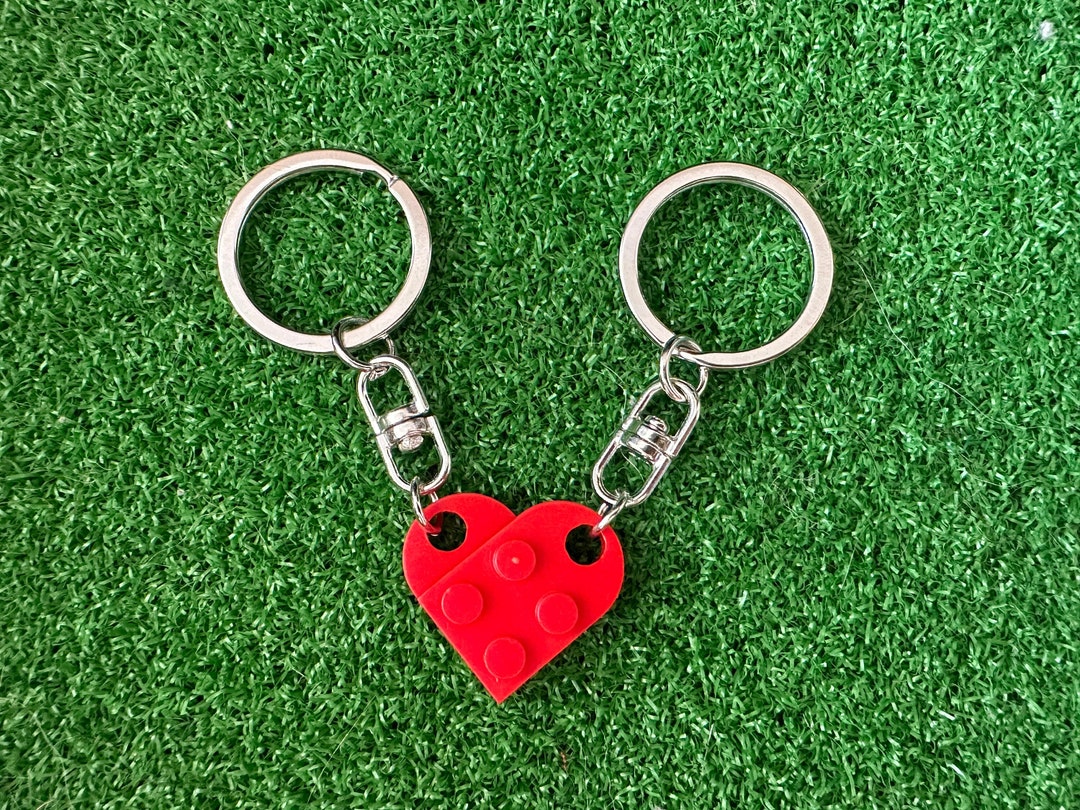 Heart Keychain Set Made With LEGO® Bricks, Gift Set for Couples ...