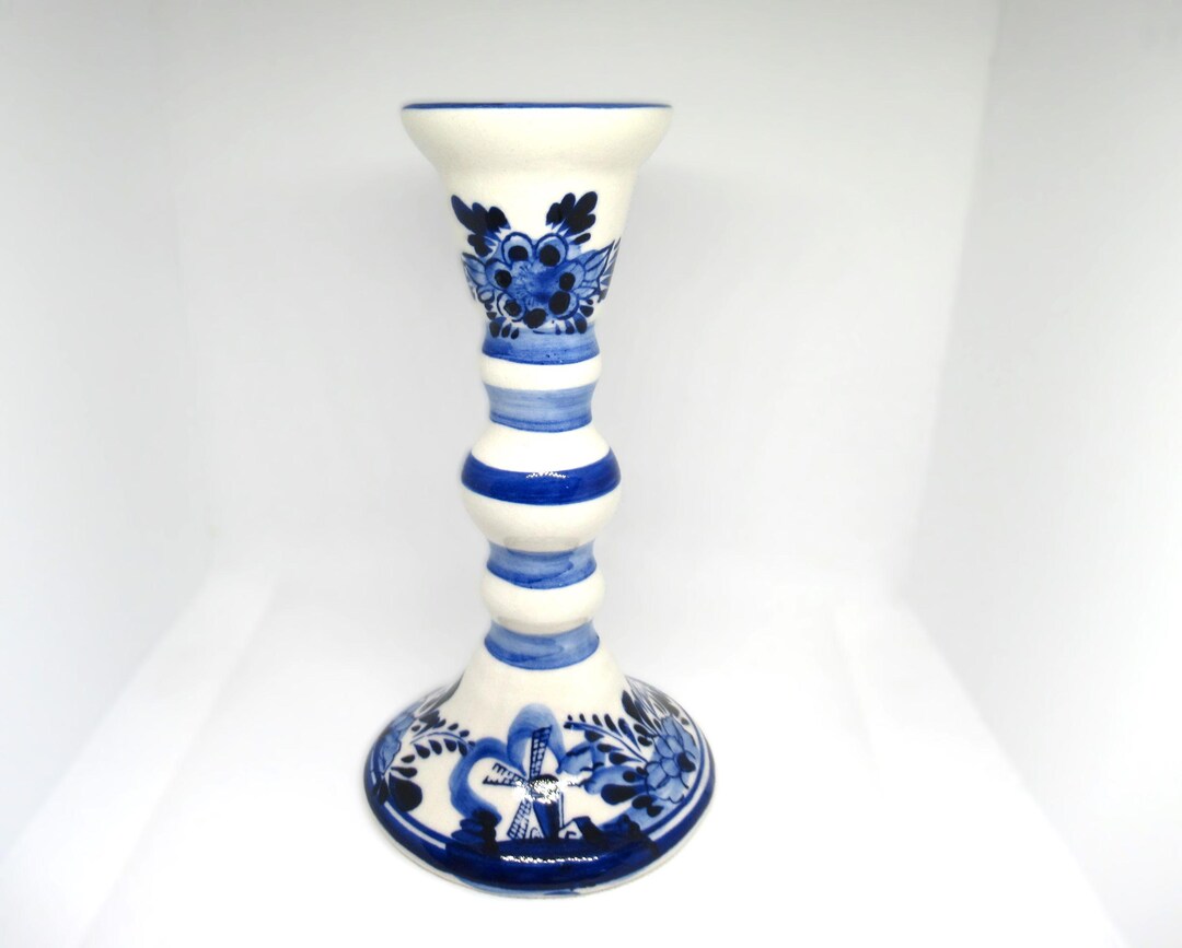 Vintage Delft Blue and White Dutch Pottery Candle Holder. - Etsy
