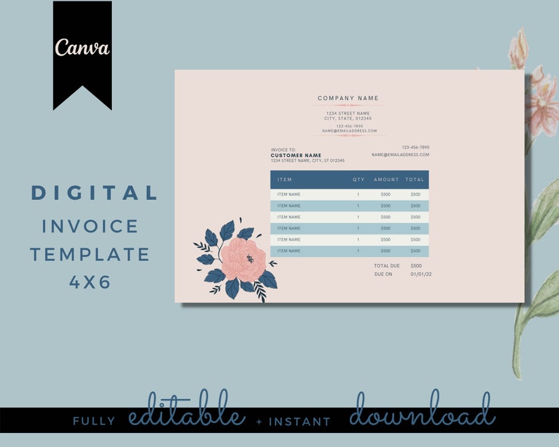 Business & Calling Cards Stationery 4x6 DIGITAL Leaf Business Invoice ...