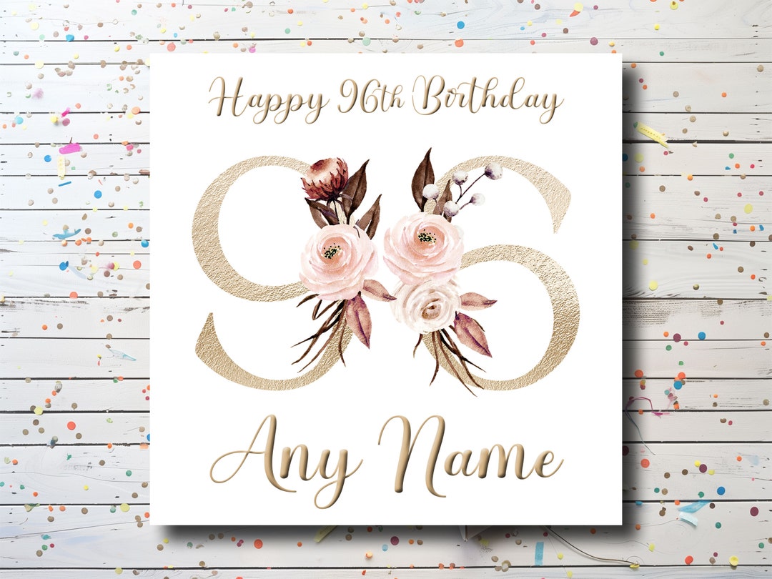Personalised 96th Birthday Card Custom 96 Card for Women Floral ...