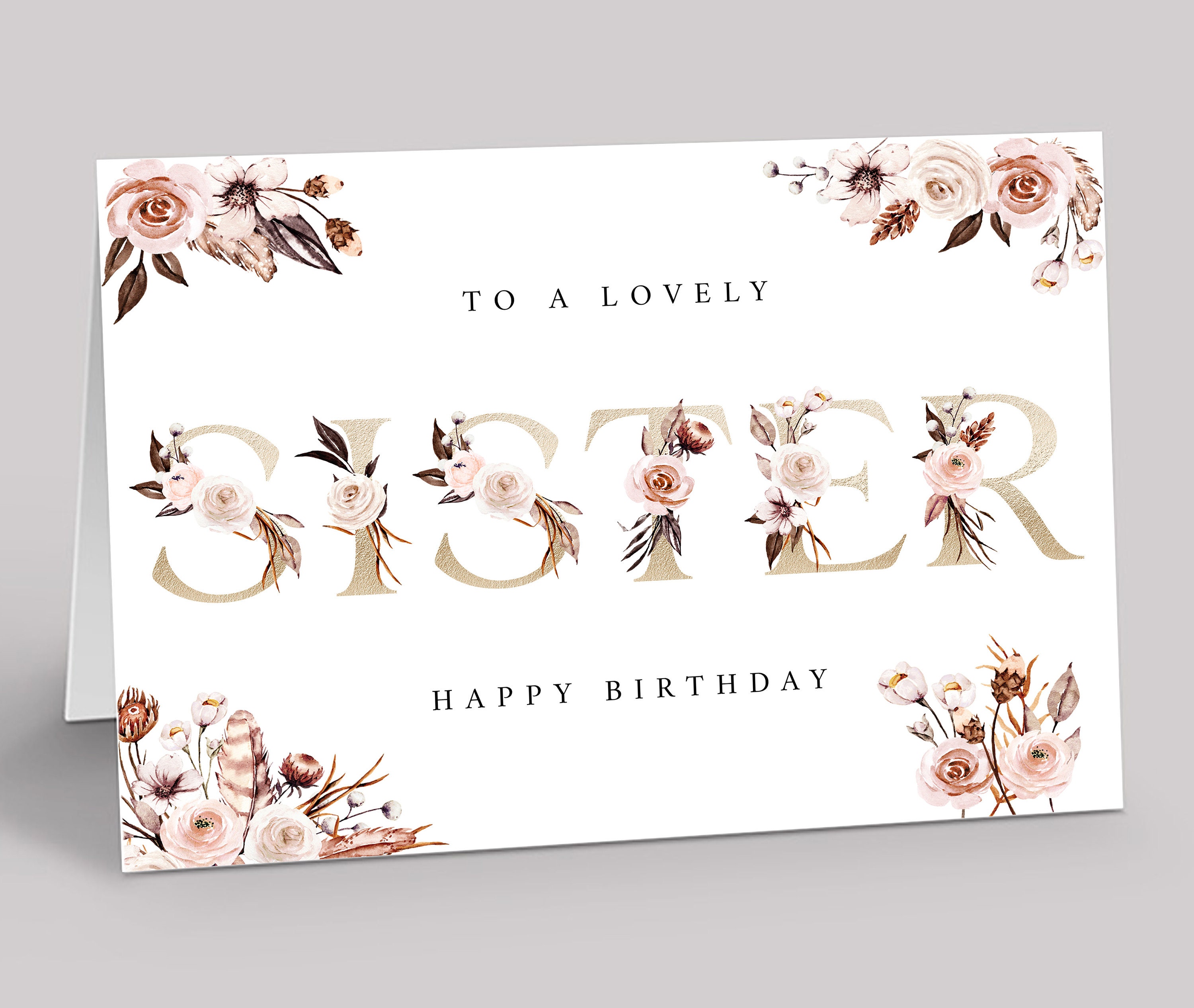 Floral Birthday Card for Sister Flowers Birthday Card for - Etsy