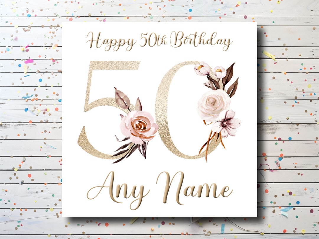 Personalised 50th Birthday Card Custom 50 Birthday Card for Women ...