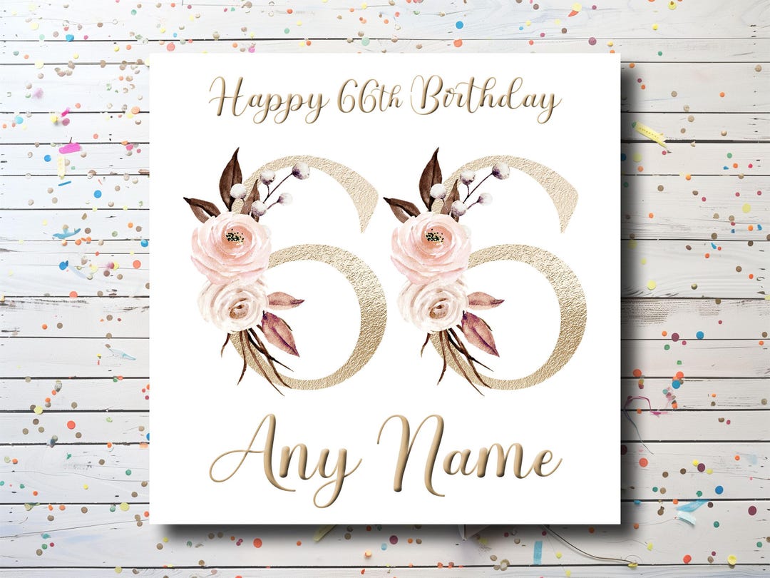 Personalised 66th Birthday Card - Custom 66 Birthday Card for Women ...