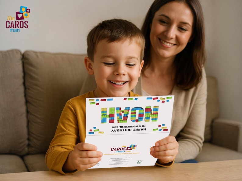 Brick-themed Personalised Birthday Card – Building Blocks Style – for ...