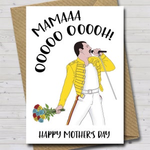 Funny Mothers Day Card Mama Ooooh Freddie Mercury Queen Mama Mothers ...