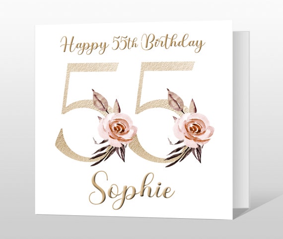 Personalised 55th Birthday Card 55th Birthday Card for Women - Etsy