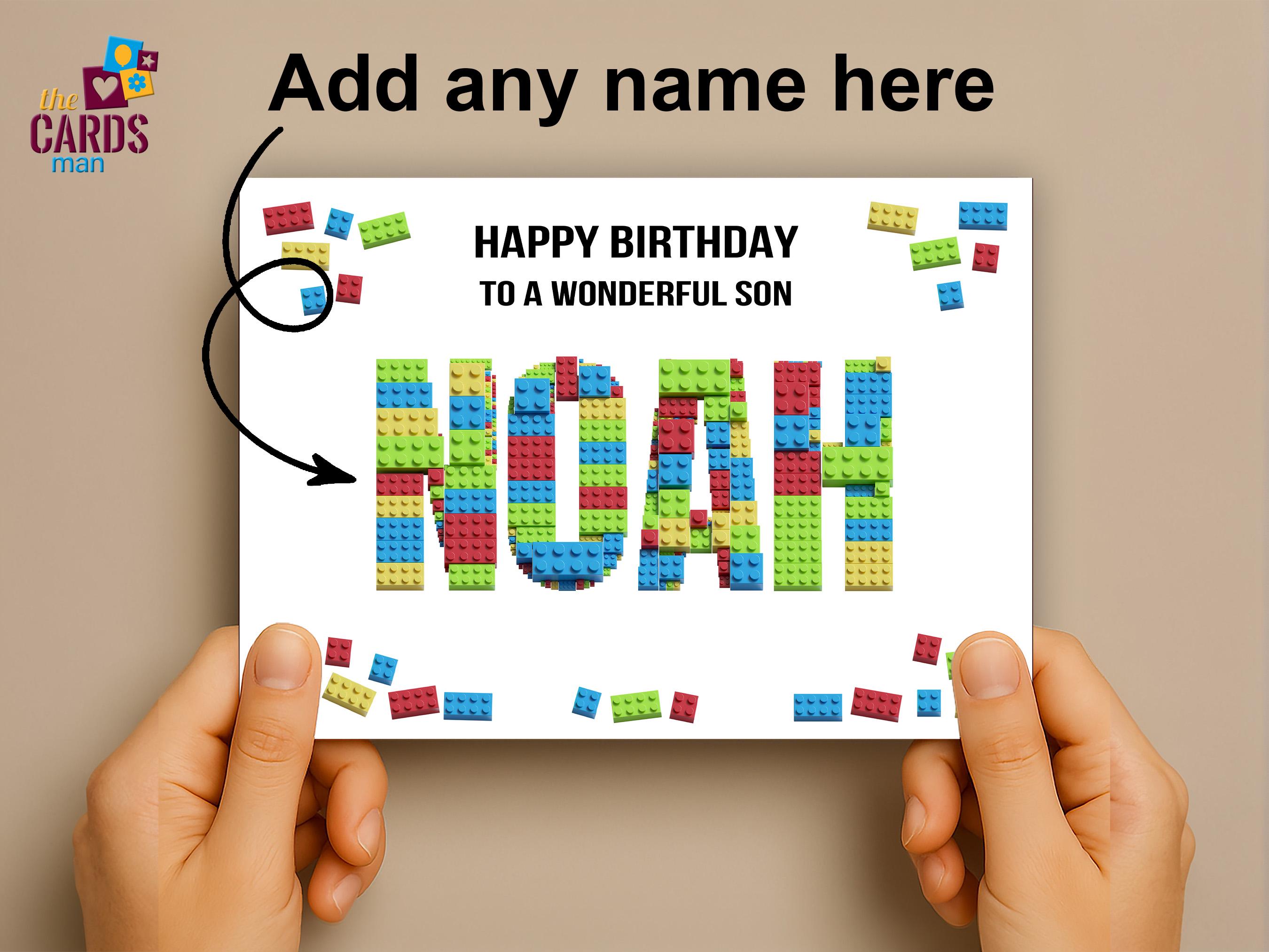 Brick-themed Personalised Birthday Card – Building Blocks Style – for ...