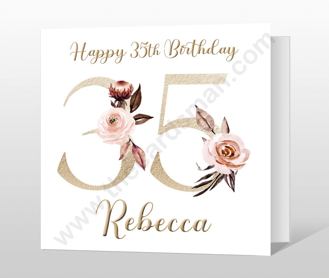 Personalised 35th Birthday Card 35th Birthday Card for Daughter Floral ...