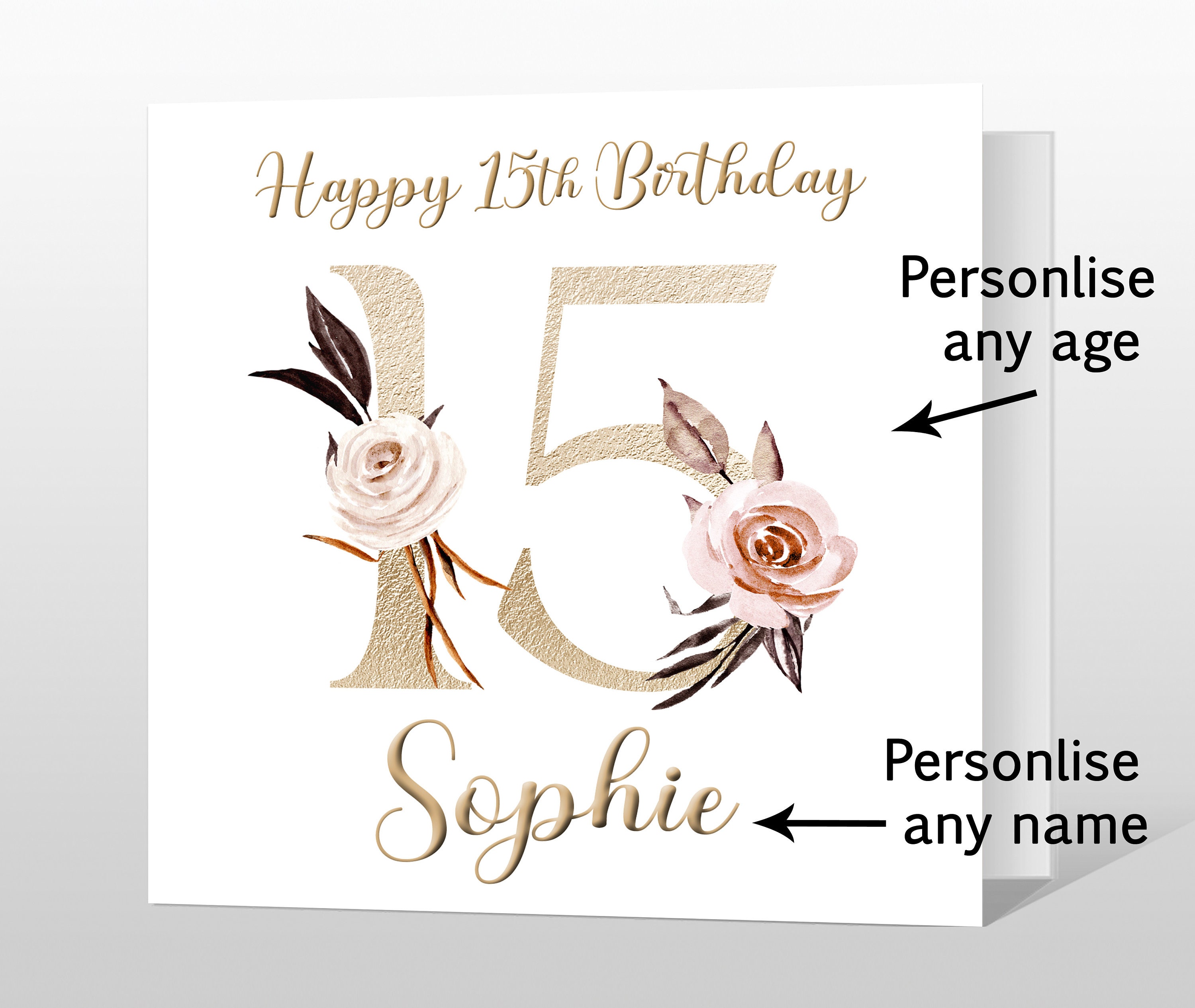 Personalised 15th Birthday Card 15th Birthday Card for - Etsy
