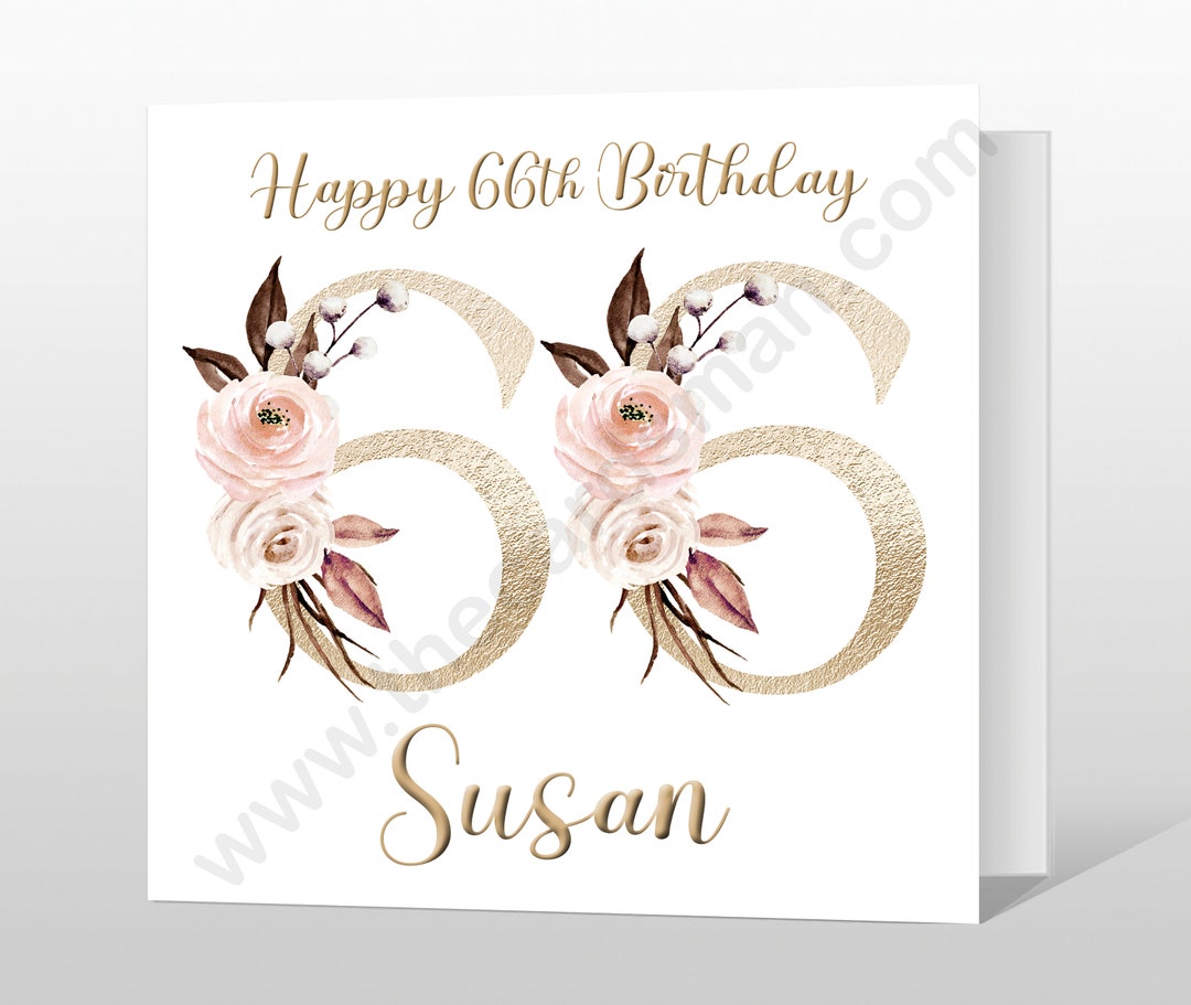 Personalised 66th Birthday Card 66th Birthday Card for Women Floral ...