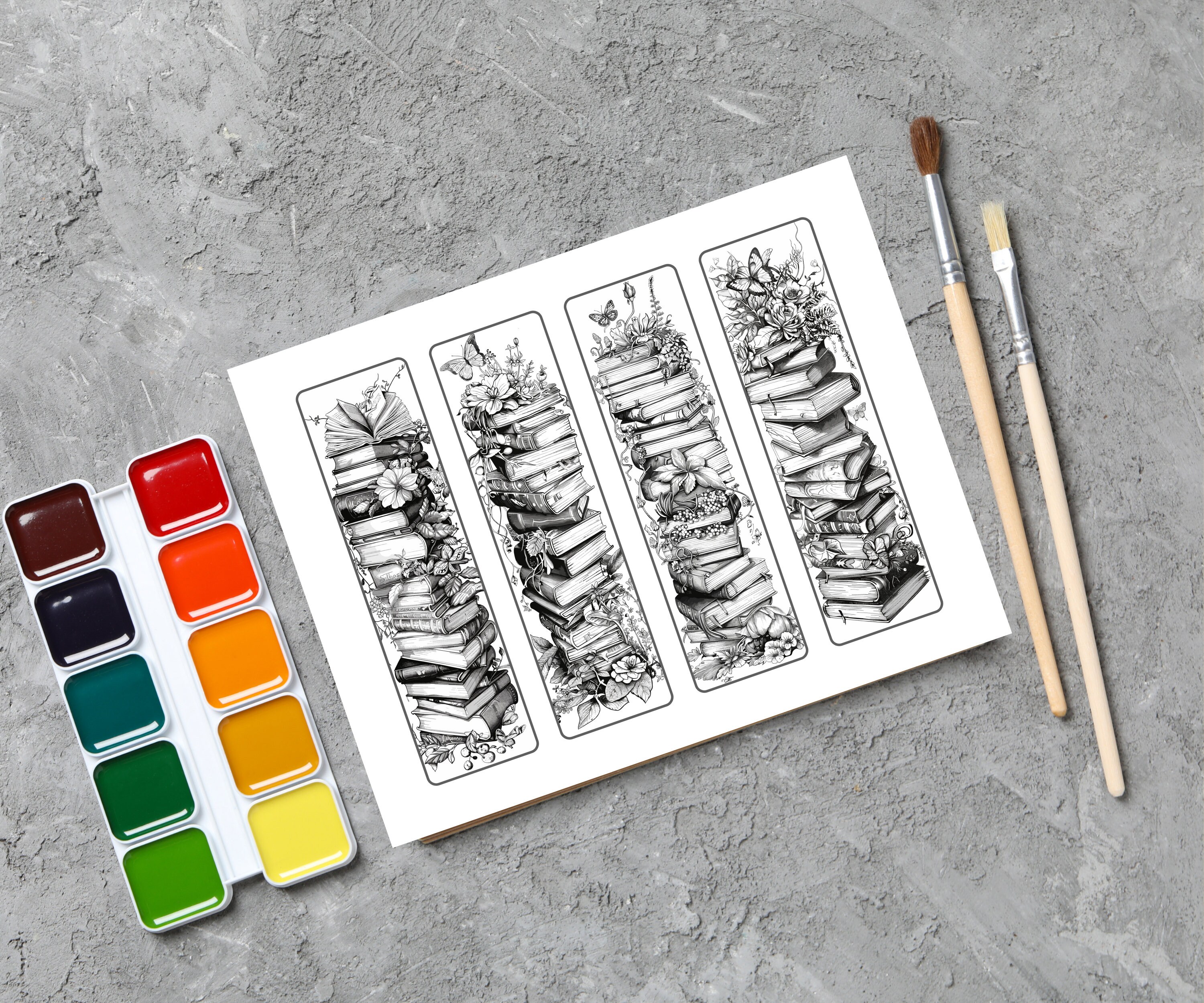 Whimsical Coloring Bookmarks Printable Adult Color Page Digital Stack ...