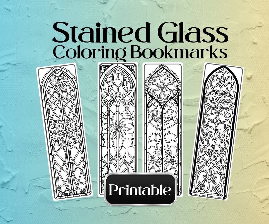 Stained Glass Coloring Bookmarks: Church Window Designs (PDF) - Etsy