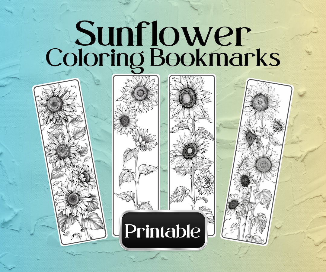 Sunflower Coloring Bookmarks: Floral Adult Color Page (digital Download ...