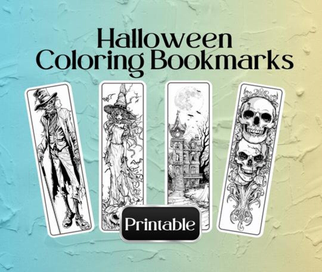 Halloween Coloring Bookmarks: Creepy Witch, Zombie, Haunted House ...