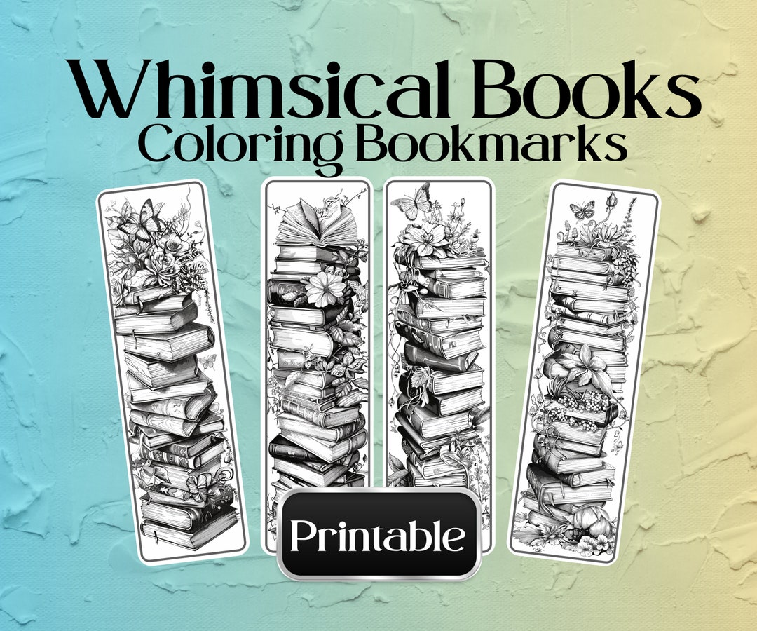 Whimsical Coloring Bookmarks Printable Adult Color Page Digital Stack ...