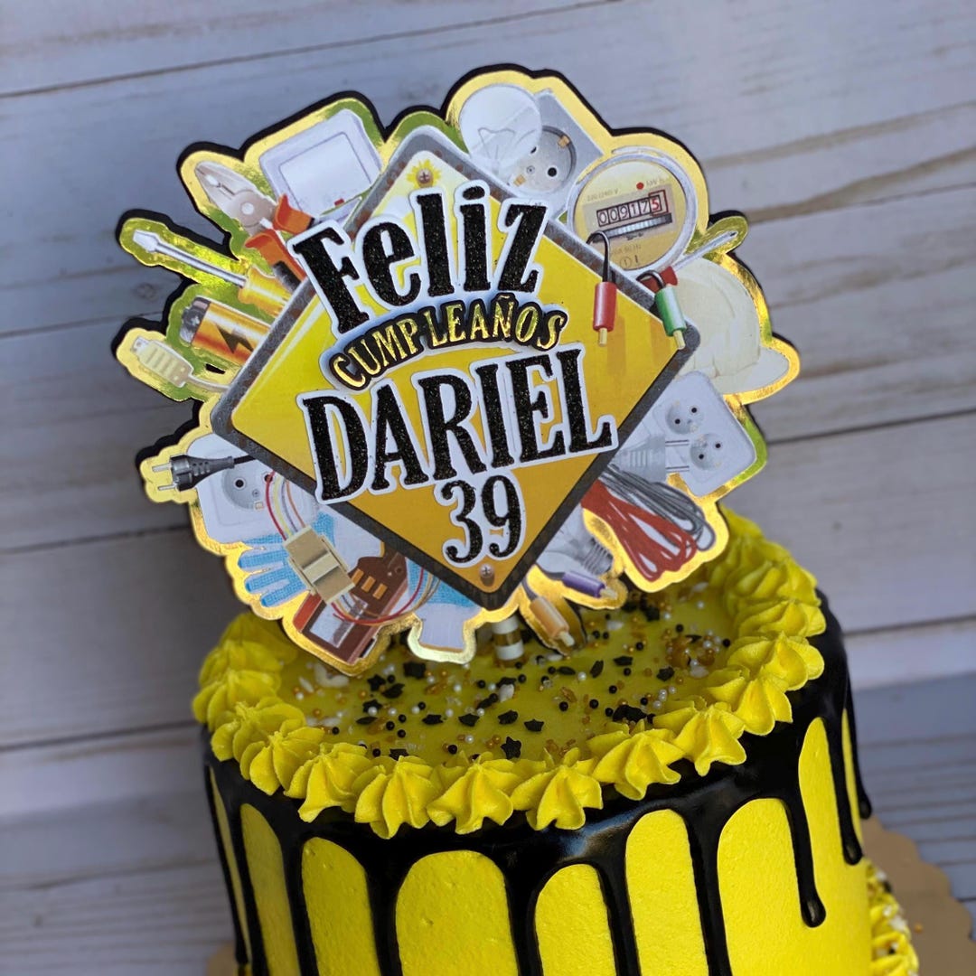 Custom Electrician Birthday Cake Topper: Construction Theme Party Decor ...