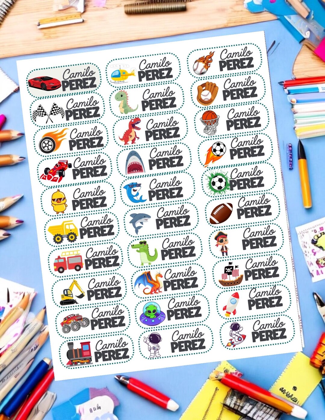 Custom Waterproof Name Stickers for Kids: School & Daycare Labels - Etsy