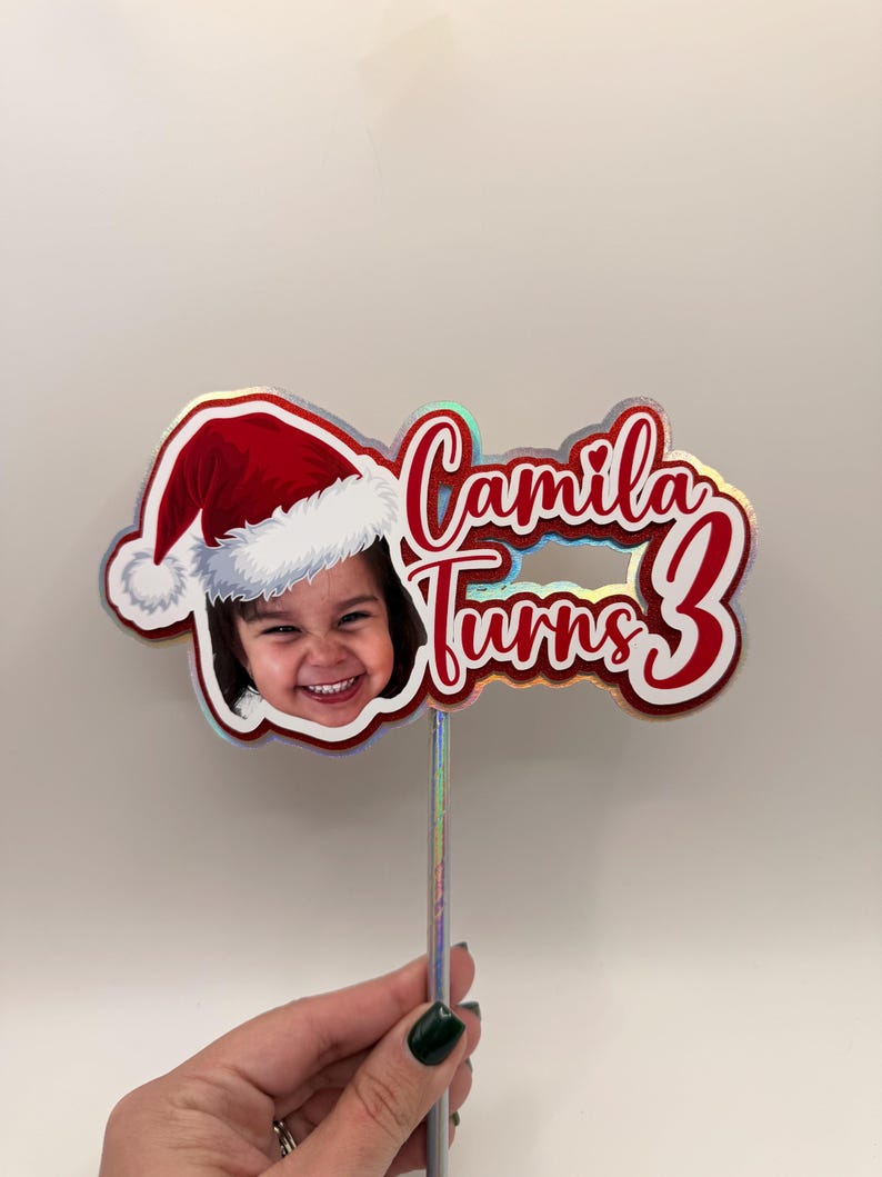 Personalized Photo Christmas Cake Topper • Festive Holiday Birthday - Etsy