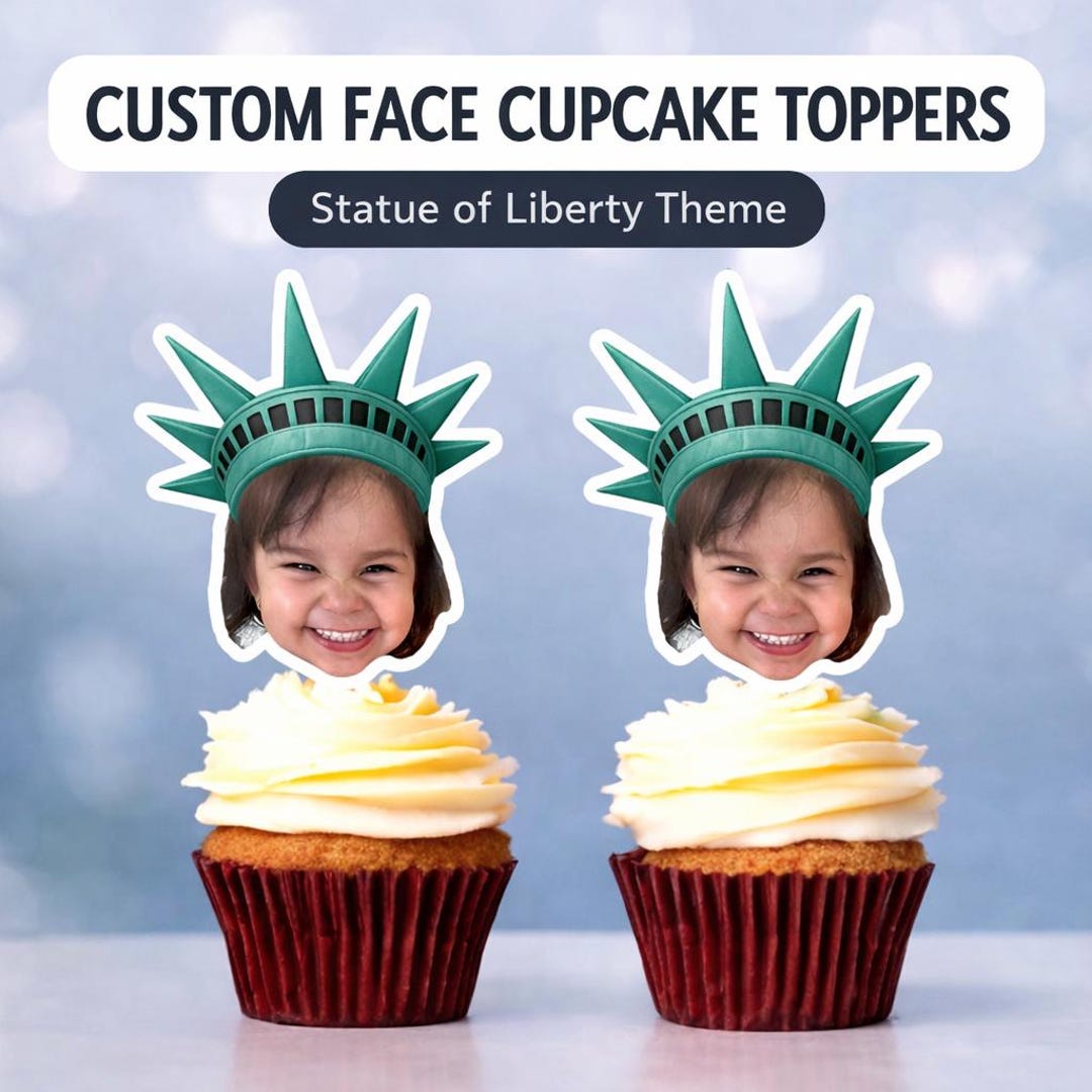 Custom Face Statue of Liberty Cupcake Toppers, NYC Party - Etsy