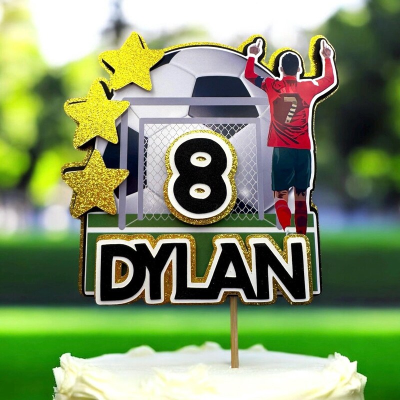 Soccer Cake Name Topper Red - Etsy