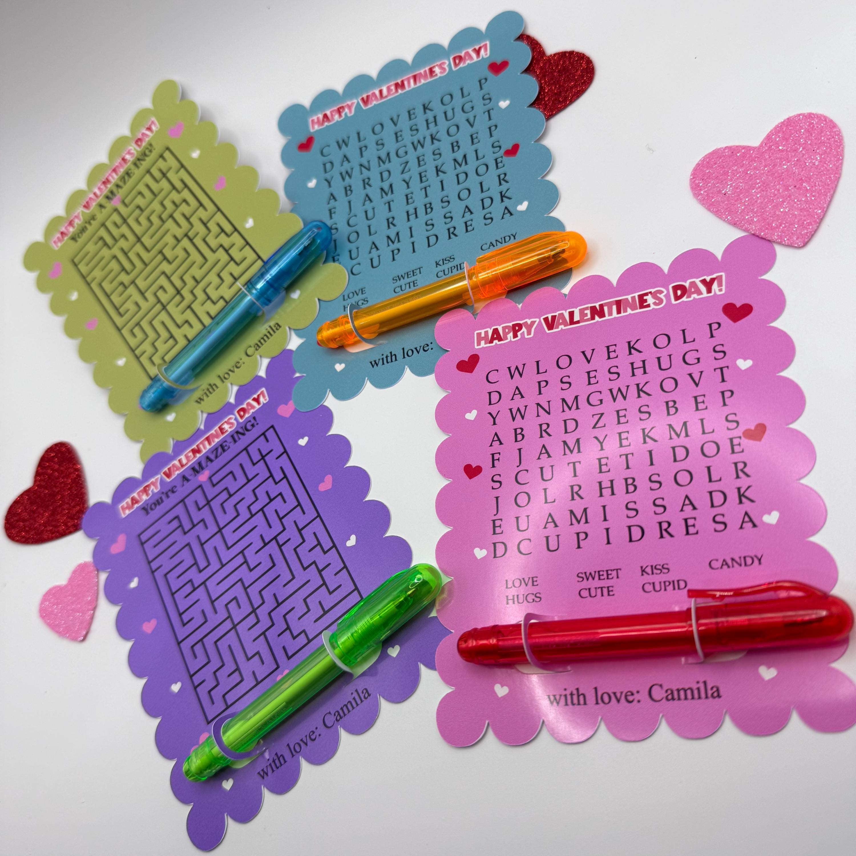 Personalized Valentine's Day Cards for Kids: Maze & Word Search With ...